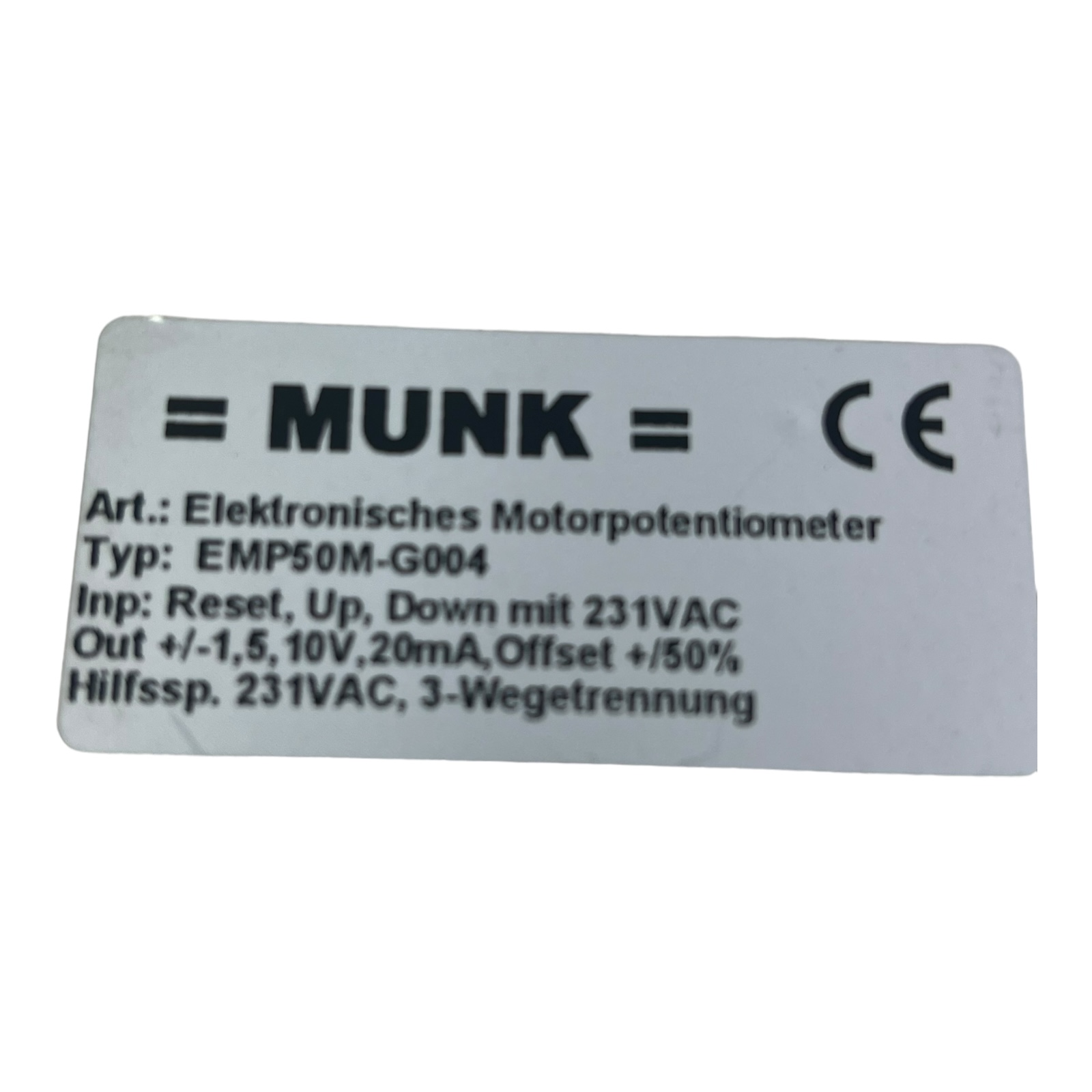 MUNK EMP50M-G004 Elektronisches Motorpotentiometer -OVP/unused- – DIMEX ...